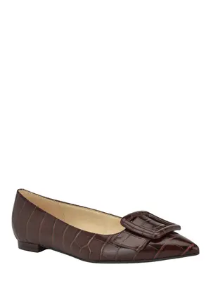Nine West Nine West Jesike Pointed Toe Flat Dark Brown