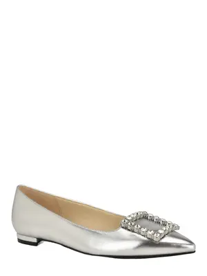 Nine West Nine West Jesike Pointed Toe Flat Silver