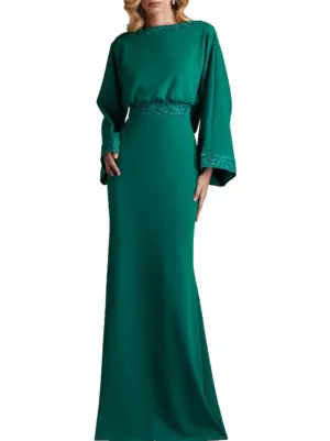 TADASHI SHOJI Tadashi Shoji Drape Back Crepe Gown