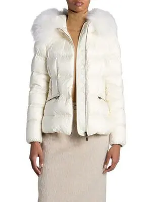 Moncler Boed Down Puffer Jacket With Shearling Trim - White