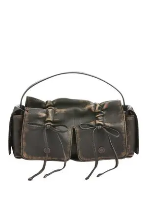 Acne Studios Multipocket Washed Leather Baguette Bag - Dark Brown/ Beige