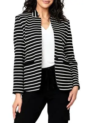 GIBSONLOOK Stripe Knit Blazer - Black/ Ivory Stripe
