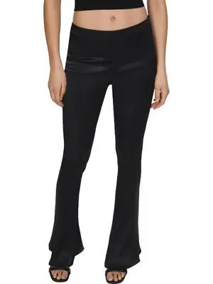 Mango Low-rise Flare Satin Pants - Black