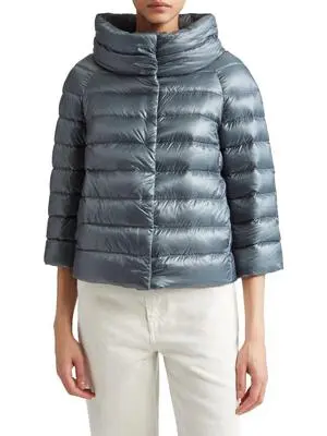 Herno Herno Sofia Iconic Crop Puffer Jacket Azzurro/grigio