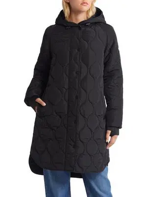 Bcbgmaxazria Onion Quilted Hooded Coat - Black