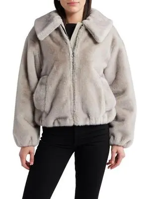 値下げ！！BCBGMAXAZRIA アウター　ジャケット Bcbgmaxazria Channel Quilted Faux Fur Jacket In Silver - 50% Off