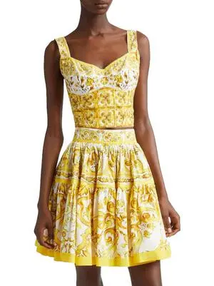 Dolce & Gabbana Majolica Print Corset Top - Hg3tn Mix Maiolica Giallo