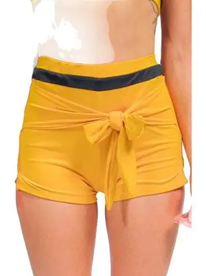 MARY MERCEDES Moe Tie-front Swim Shorts - Mustard Yellow
