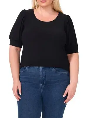 CECE DUPRAZ CeCe Puff Sleeve Top Rich Black