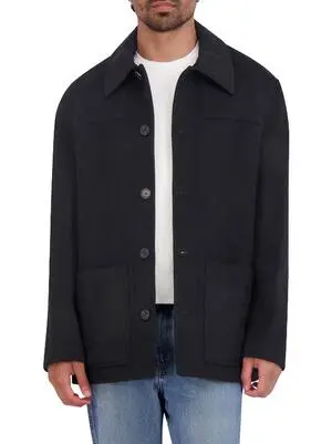 Cole Haan Wool Blend Shirt Jacket - Black