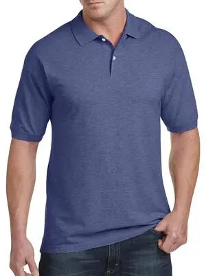 HARBOR BAY BY DXL Big & Tall Piqué Polo Shirt - Deep Indigo Heather