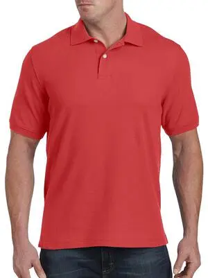 HARBOR BAY BY DXL Big & Tall Piqué Polo Shirt - Fiery Red