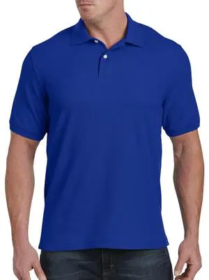 HARBOR BAY BY DXL Big & Tall Piqué Polo Shirt - Nautical Blue