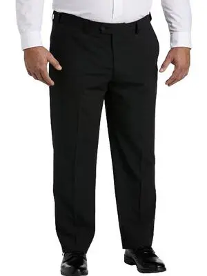 OAK HILL BY DXL Xdmy Big & Tall Perfect Fit Flat-front Suit Pants With Waist-relaxer - Charcoal