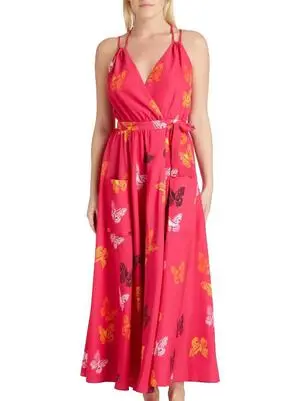 VALIMARE Amelia Maxi Wrap Cover-up Dress - Fuscia