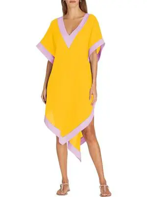 VALIMARE High-low Crepe De Chine Cover-up Dress - Yellow