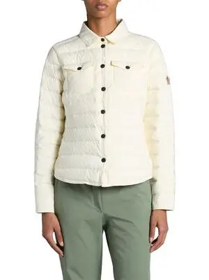 Moncler Rozes Quilted Down Shirt Jacket - Sand