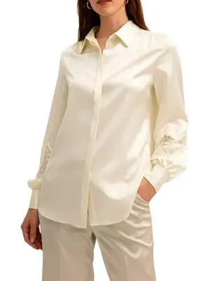 Lilysilk Armeria Lace Blouse - Lily White