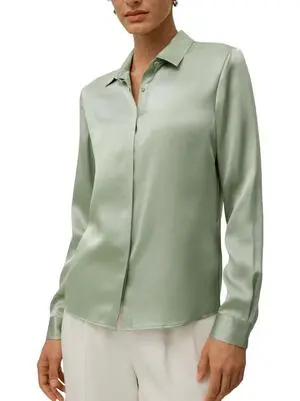 Lilysilk Lilysilk Basic Concealed Placket Silk Shirt Aqua Green