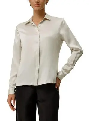 Lilysilk Lilysilk Basic Concealed Placket Silk Shirt Pale Gray
