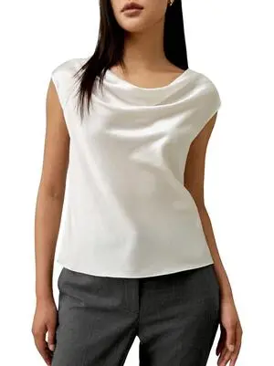 Lilysilk Silk Charmeuse Cowl Neck Top - Ivory