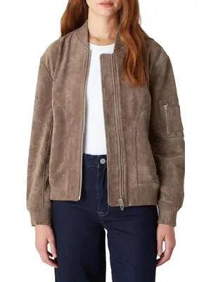 Blanknyc Faux Suede Bomber Jacket - Oyster Shell