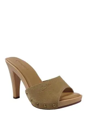 CANDIE'S Candie's Studded Slide Sandal Natural Suede