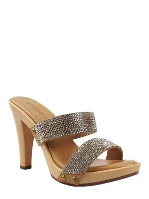 CANDIE'S Genesys Platform Slide Sandal - Dark Tan Sequin