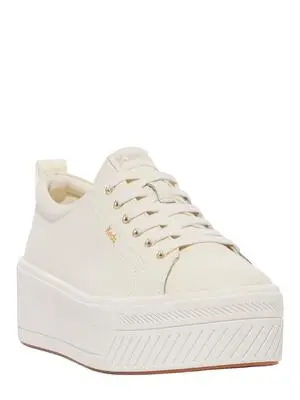 KEDS® Skyler Platform Sneakers - Egret/ Champagne Leather