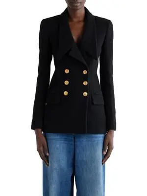 Chloé Fitted Wool Blend Bouclé Blazer - Black