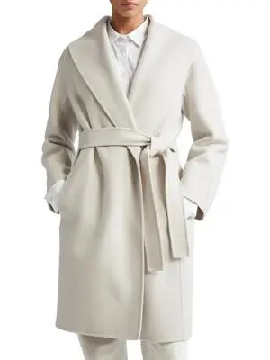 Max Mara Messi Virgin Wool Coat Pearl Grey
