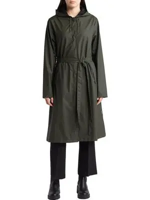Rains Rains Waterproof A-Line Long Raincoat Green