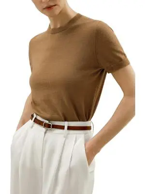 Lilysilk Cashmere Round Neck Sweater - Toffee