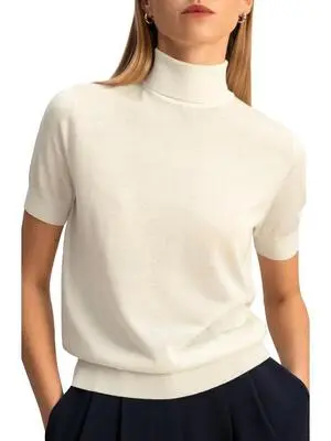 Lilysilk High Neck Silk Knitted Sweater - White