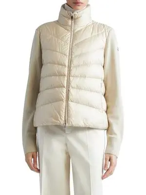 Moncler Quilted Down And Wool Knit Cardigan - 200-golden Sand