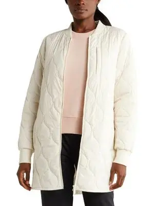 Zella Skyline Longline Quilted Jacket Ivory Egret