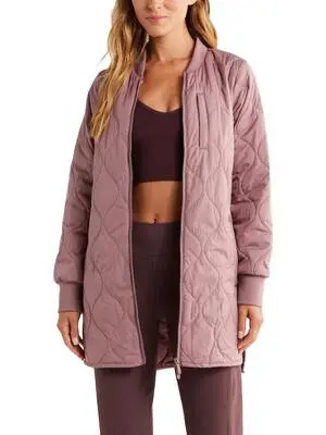 Zella Skyline Longline Quilted Jacket Purple Moon