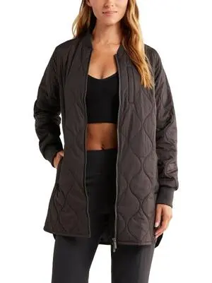 Zella Skyline Longline Quilted Jacket Washed Black