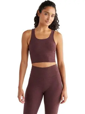 Zella Renew Mélange Support Crop Tank Burgundy Fudge Melange