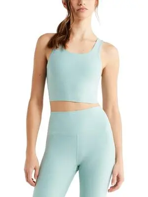 Zella Renew Mélange Support Crop Tank Teal Aquifer Melange