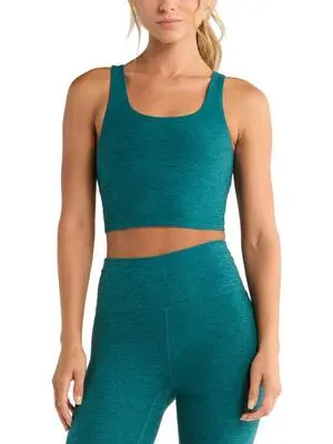 Zella Renew Mélange Support Crop Tank Teal Atlantic Melange