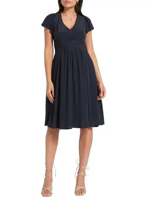 Seraphine Seraphine Flutter Sleeve Maternity/Nursing Dress Navy