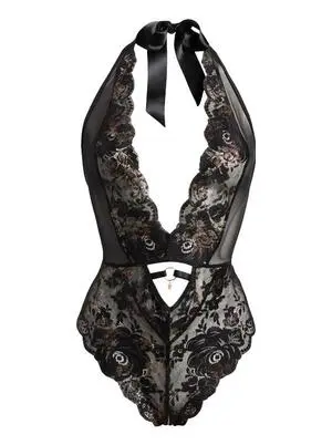 COQUETTE Lace Open Gusset Teddy - Black