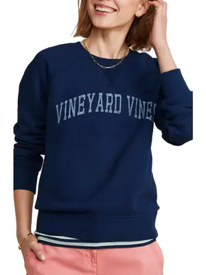 Vineyard Vines Vineyard Vines Cotton Logo Graphic Sweatshirt Nautical Navy