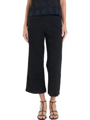 English Factory Broderie Anglaise Cropped Pants - Black