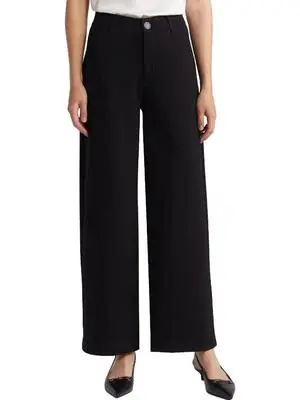 Wit & Wisdom Flat Front Wide Leg Pants - Black