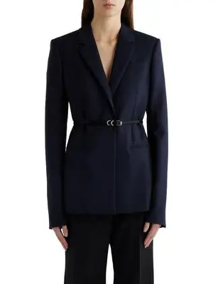 Givenchy Voyou Belted Wool & Mohair Blazer - Night Blue