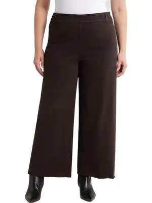 Lyssé Erin High-waist Wide-leg Knit Denim Pants - Double Espresso