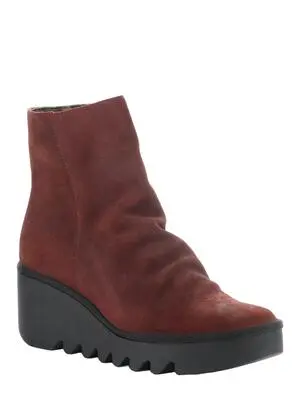 Fly London Fly London Baan Platform Wedge Bootie 002 Oxblood Oil Suede
