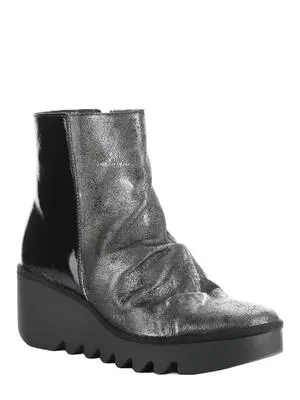 Fly London Fly London Baan Platform Wedge Bootie 006 Silver/black Dk